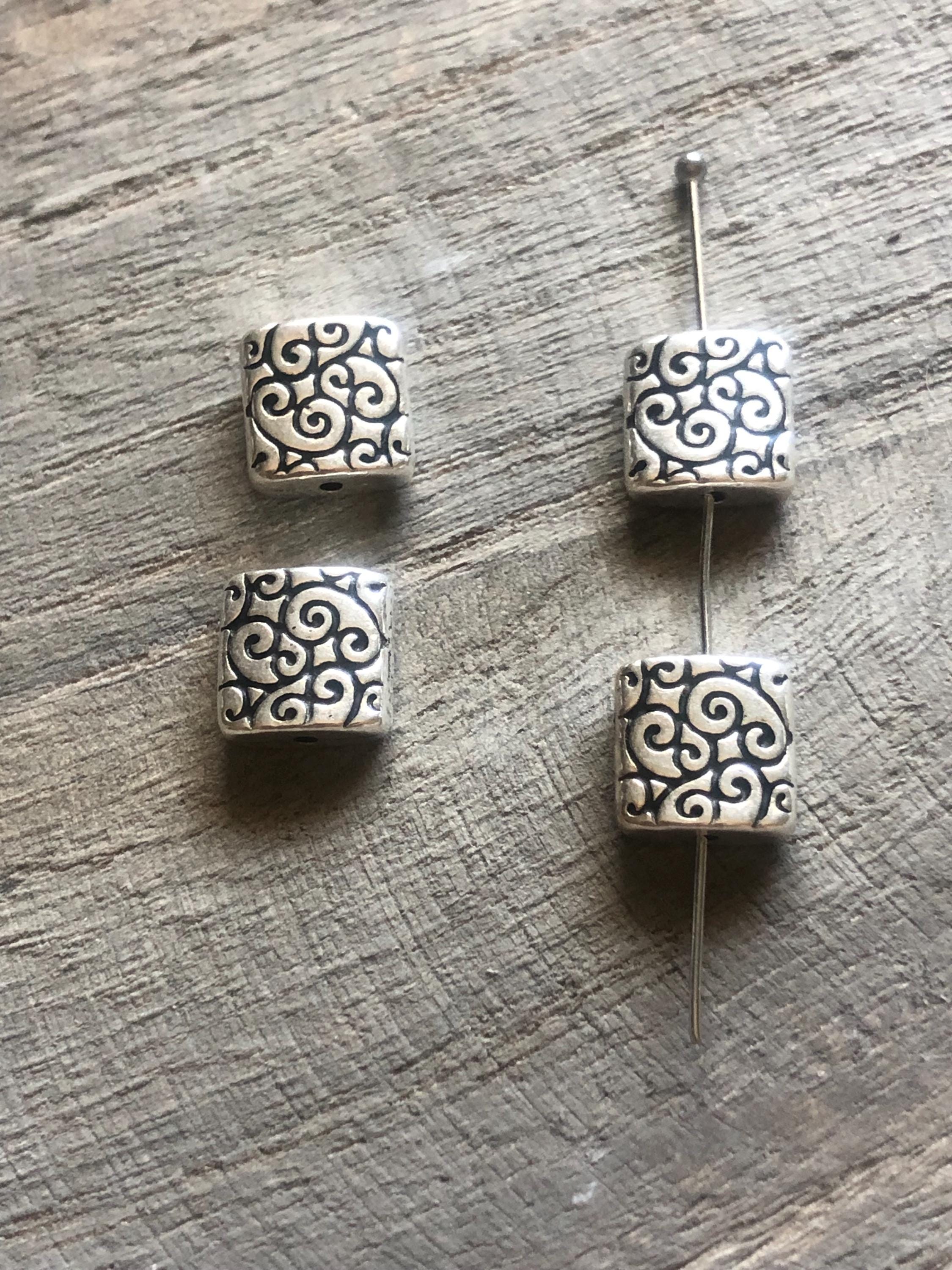 Tierracast Square Scroll Bead, Silver Bead, Metal Bead, Jewelry Making ...