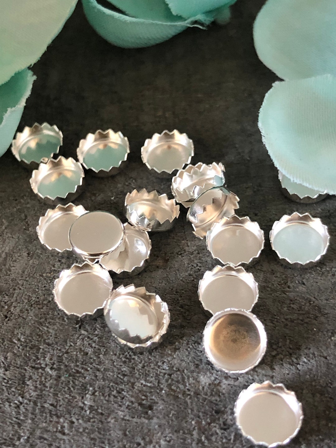 6mm Sterling Silver Serrated Bezel Cups, 6mm Round Bezels, Cab Setting ...