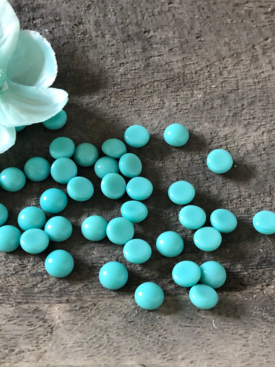 7mm Turquoise Glass Stones, Cabochon Stones, Turquoise Glass Stones ...