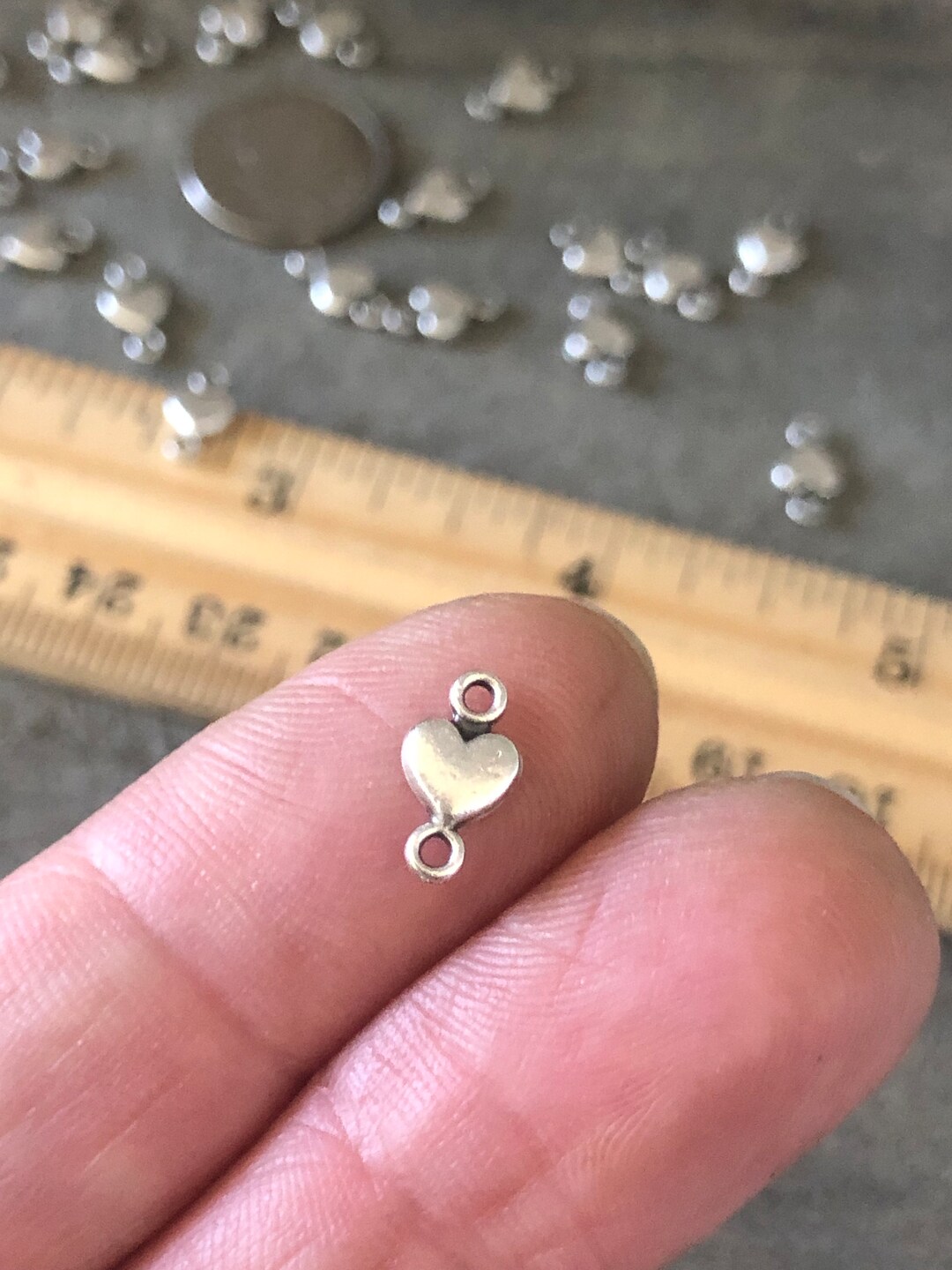 Tiny Heart Charm, Small Silver Heart, Heart Connector, Silver Heart ...