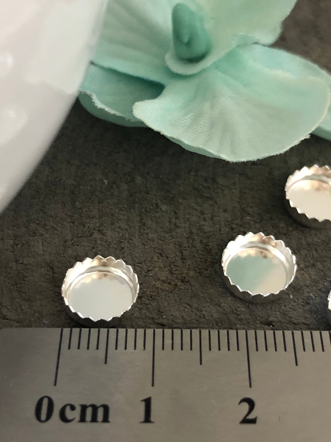 8mm Sterling Silver Serrated Bezel Cups, 8mm Bezel Cups, Round Bezels ...