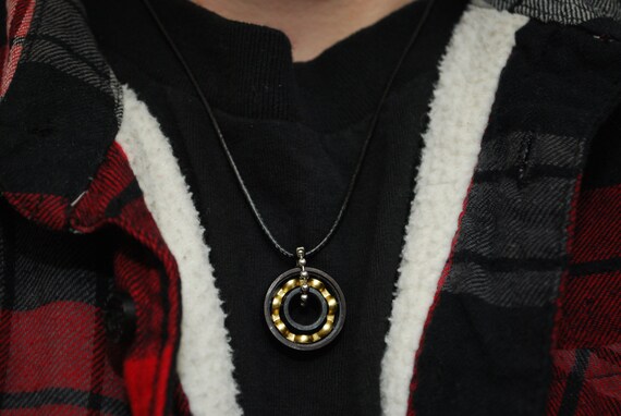 Bearing Necklace Black & Bronze Made from a Repurposed | Etsy
