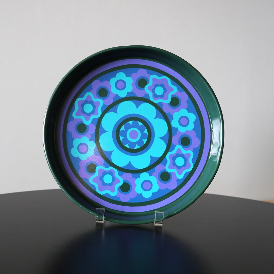 Lollipop JRM Design Tray by Ian Logan Pop Art Blue Metal Drink Serving ...