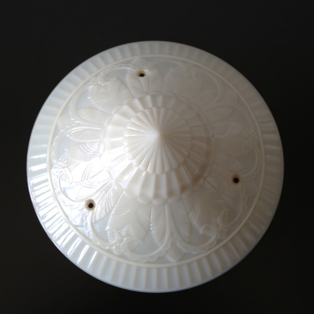 Art Deco Heavy Pendant Light Fixture Custard Alacite Uranium Glass ...