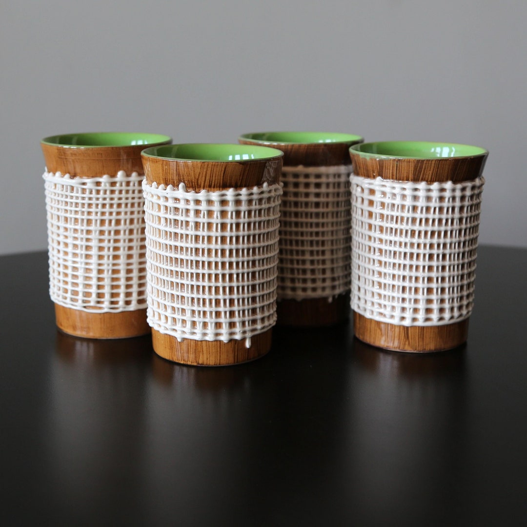 Set 4 Italian Ceramic Mugs Handmade Ceramic Cups With Applied Lattice ...