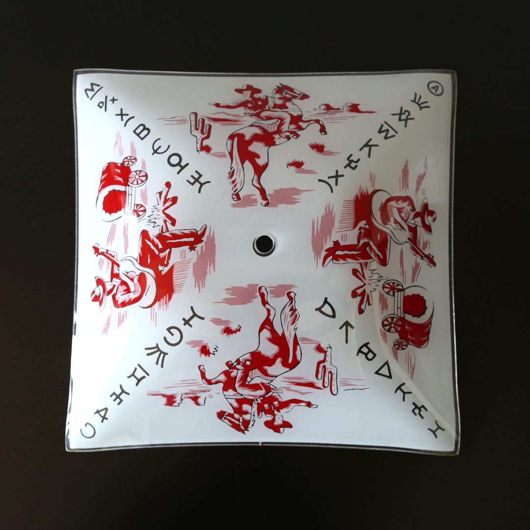 1950s Cowboy Ceiling Light Glass Shade Red Mid Century Modern Vintage ...