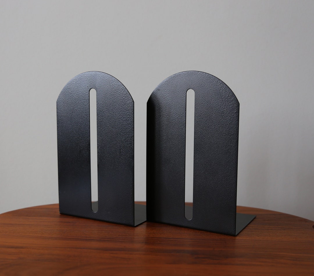 Pair Arched Metal Bookends Post Modern Tall Black Book Ends - Etsy