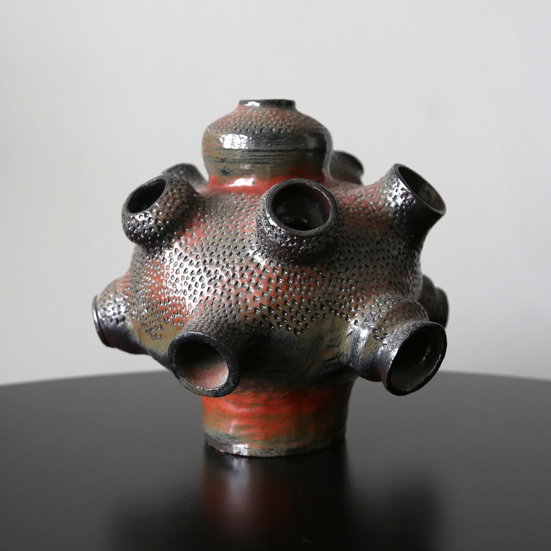 Vintage Studio Pottery Brutalist Vase Handmade Ceramic Outer Space ...