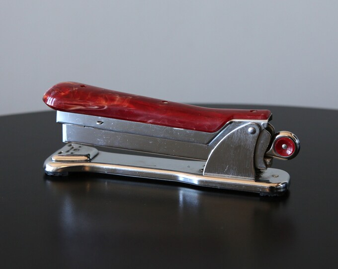 Vintage Ace Liner Stapler Model 502 Rare Red/burgundy Marble Bakelite ...