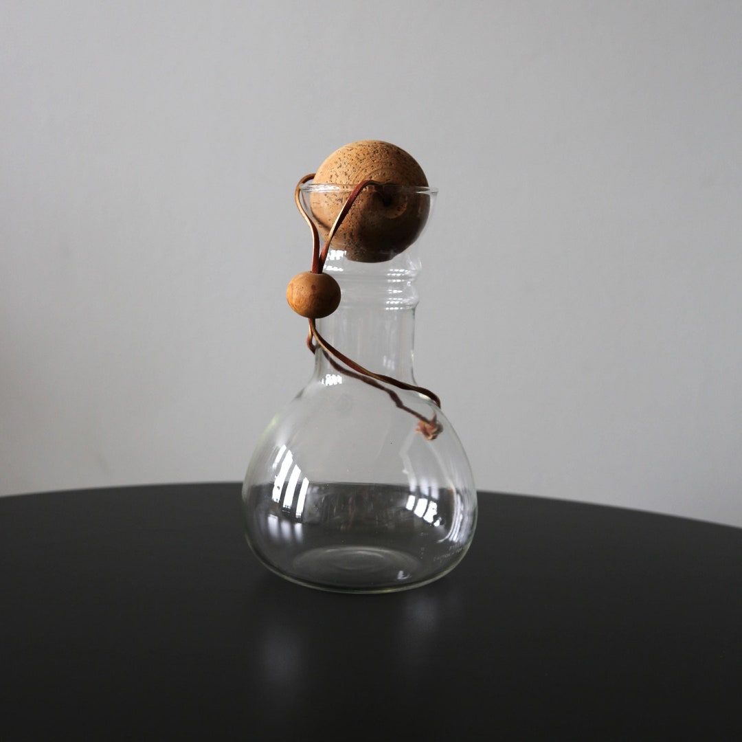 Vintage Pyrex Carafe With Cork Stopper on Leather Cord Corning ...