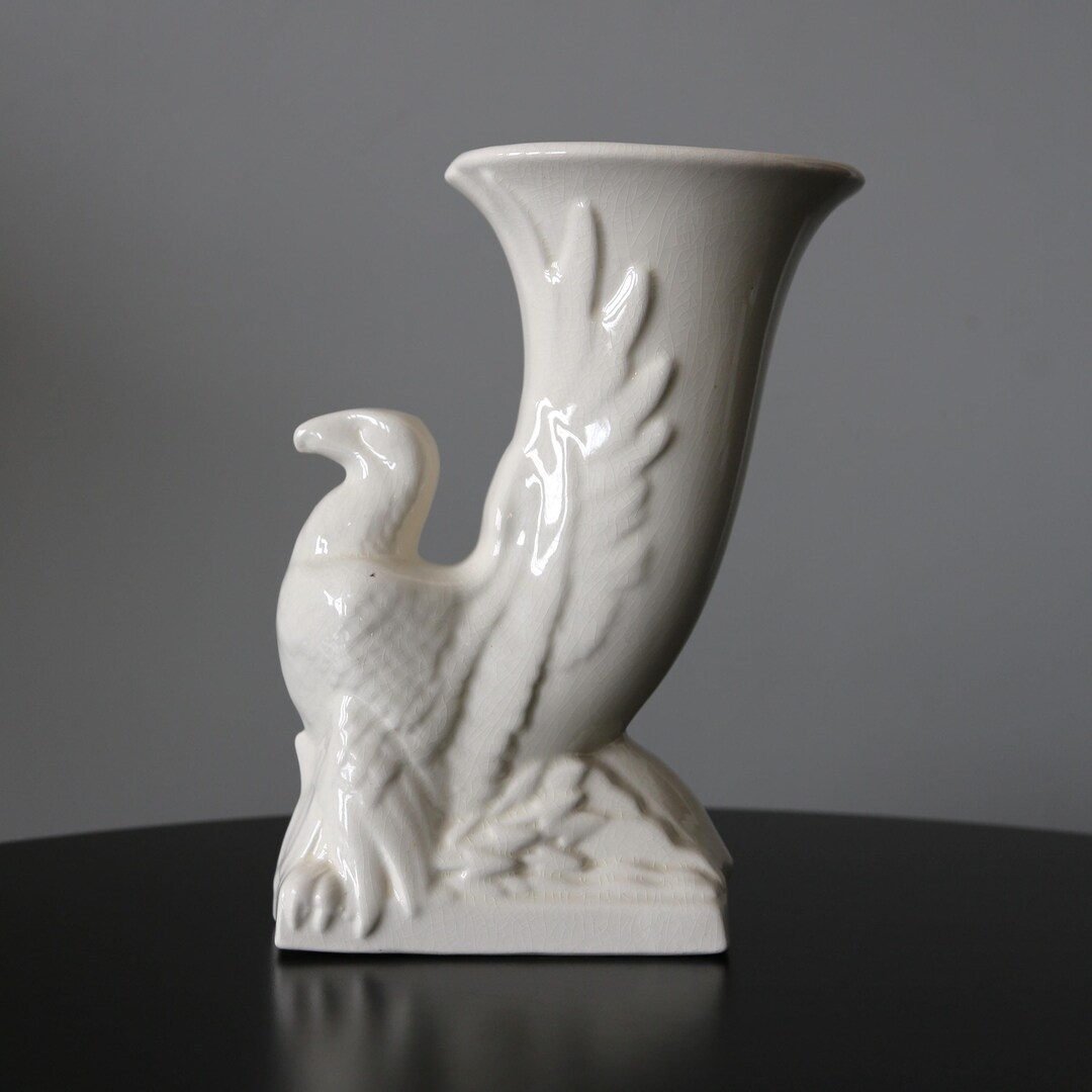 Vintage Federal Style Eagle Vase Art Deco White Ceramic Vase - Etsy
