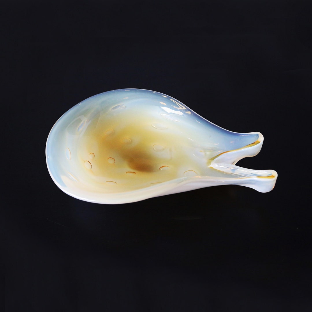 Fratelli Toso Murano Opaline Console Bowl Mid Century Modern Biomorphic ...