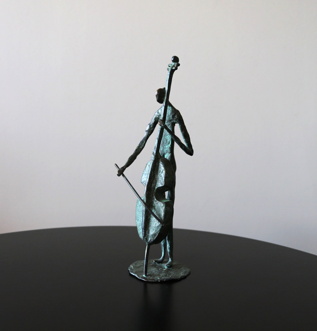 Vintage Bronze Cellist Sculpture Bill Jauquet 1998 Verdigris Finish ...