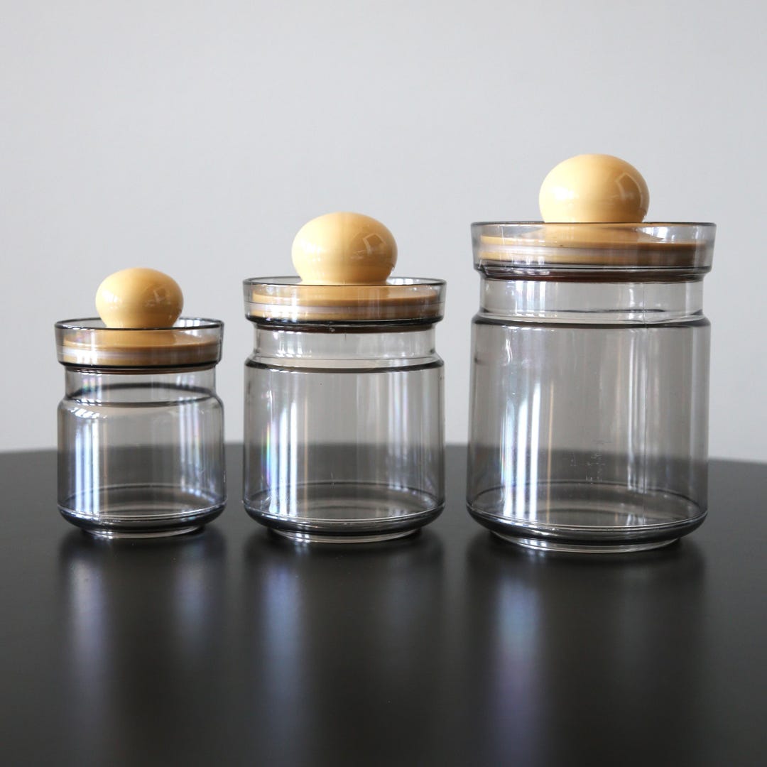Post Modern Small Canister Set Plastic MCM Kitchen / Craft Storage ...