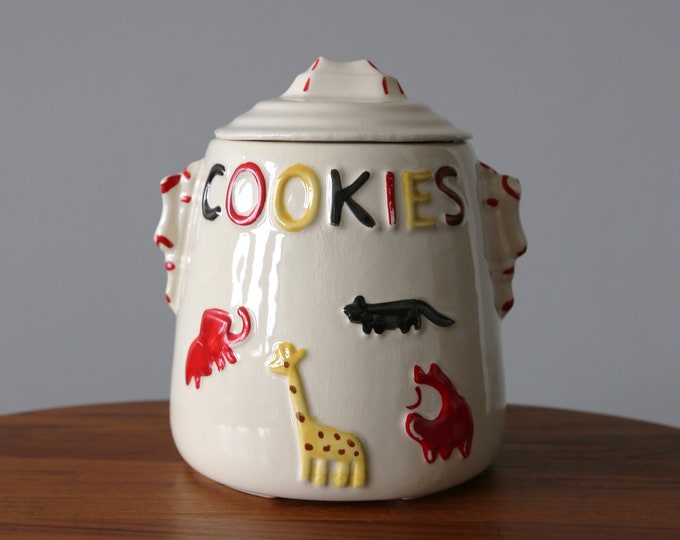 Vintage Mccoy Animals Cookie Jar MCM Earthenware Pottery Canister 1930s ...
