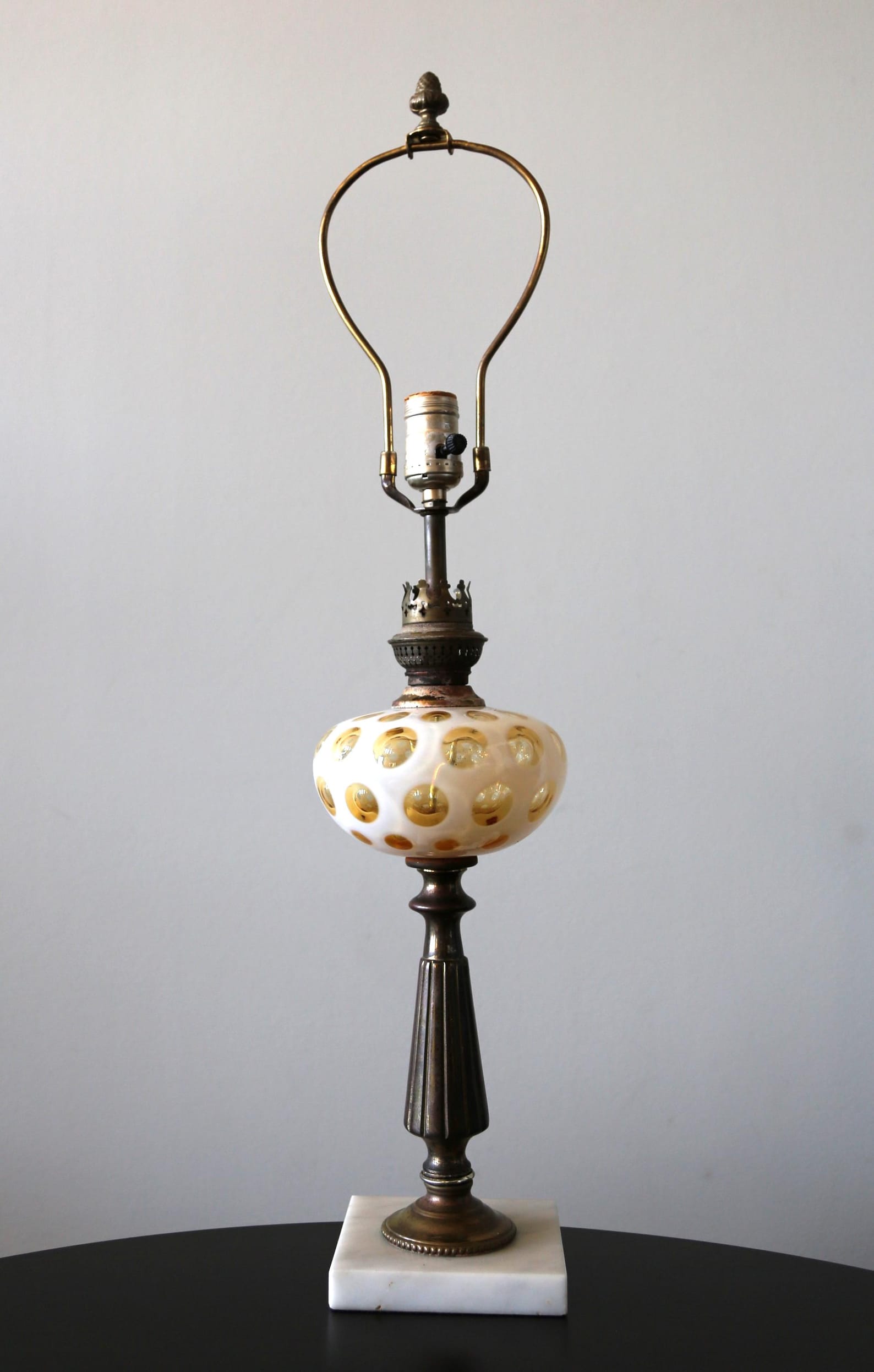 Fenton Opalescent Honeysuckle Coin Dot Lamp Vintage Optic Glass Lamp on ...