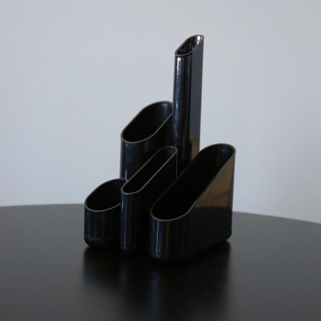 Vintage Eldon 80s Desk Organizer Post Modern Black Plastic Pen Pencil ...