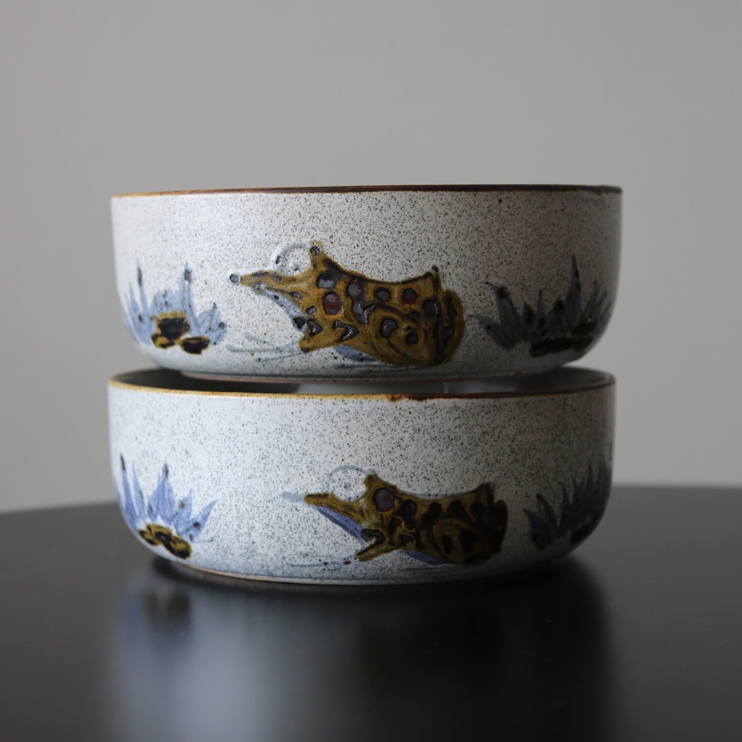 Shafford Misty Morn Serving Bowls Speckled Stoneware Vintage Hand ...