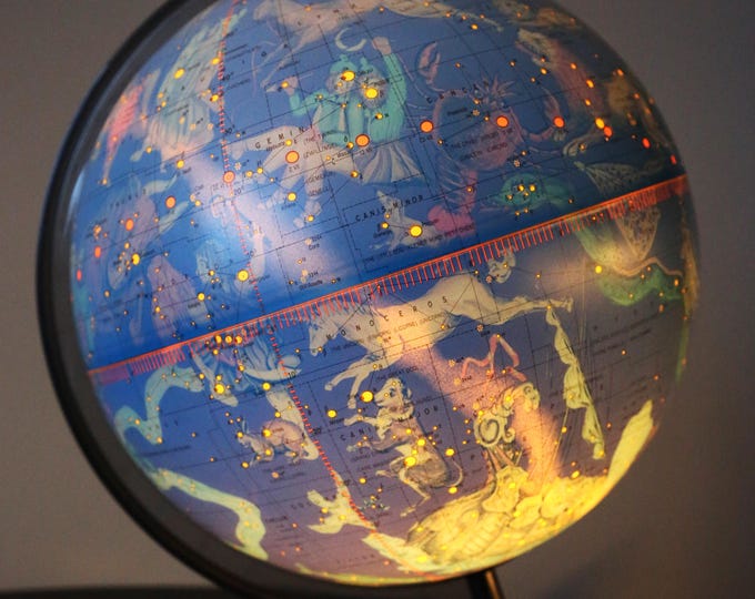Vintage Illuminated Celestial Scan Globe A/S Denmark Zodiac Figures ...
