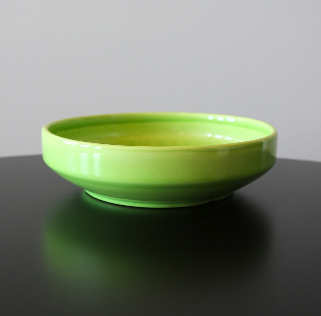 Vintage Green 1970s Ceramic Low Bowl Planter California Pottery ...