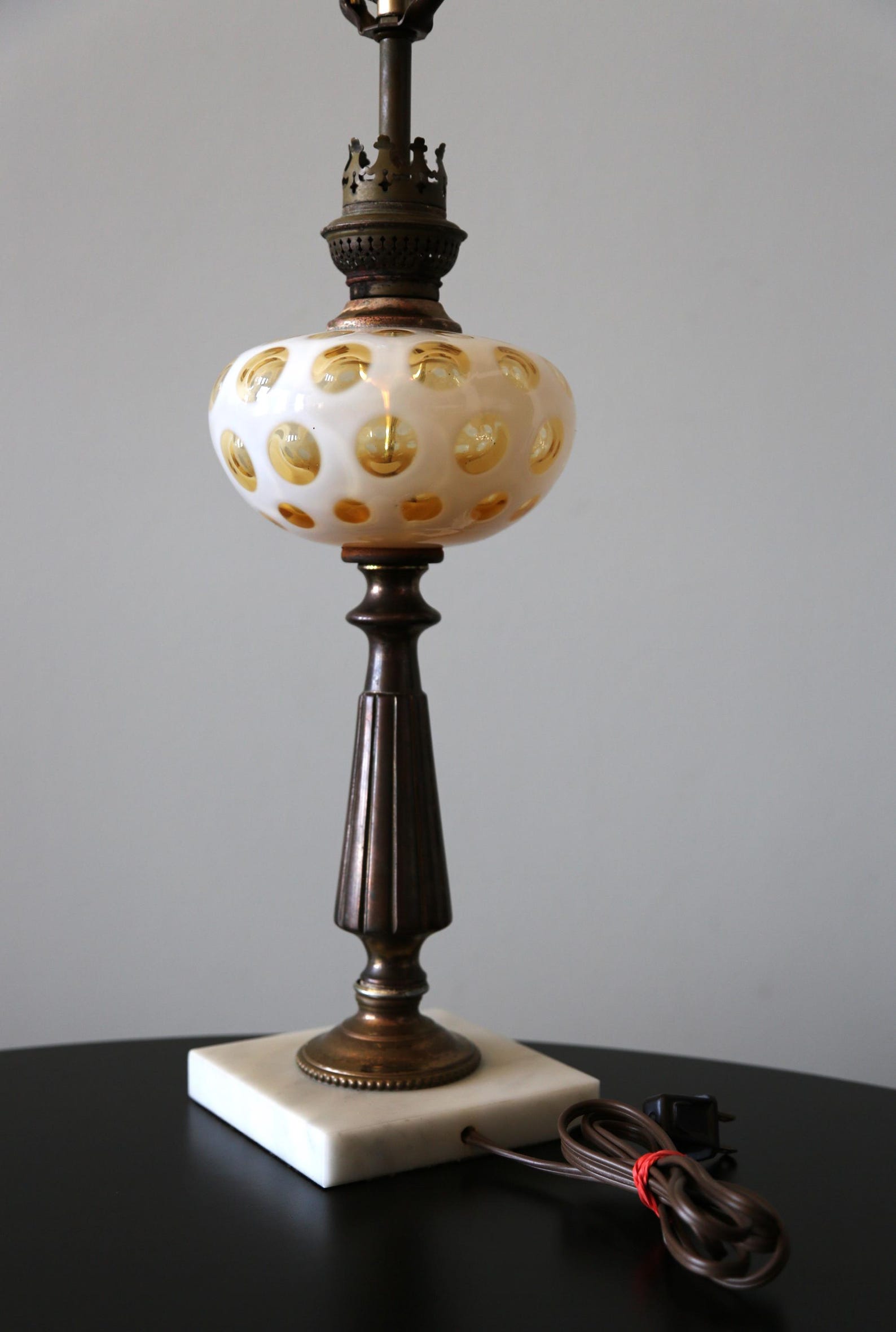 Fenton Opalescent Honeysuckle Coin Dot Lamp Vintage Optic Glass Lamp on ...
