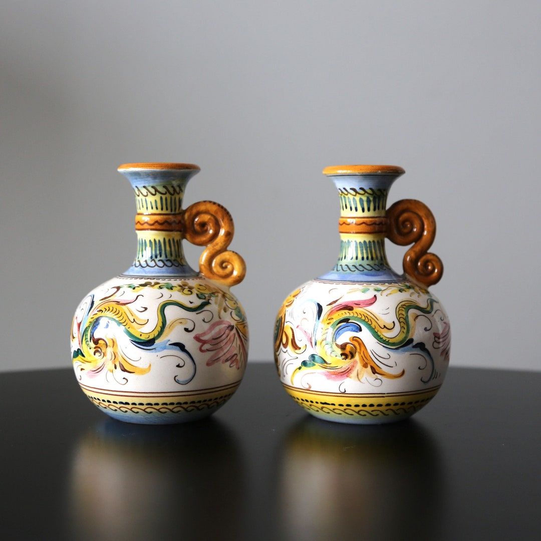 Vintage Italian Handpainted Cruet Set: Raffaellesco Style, Società ...