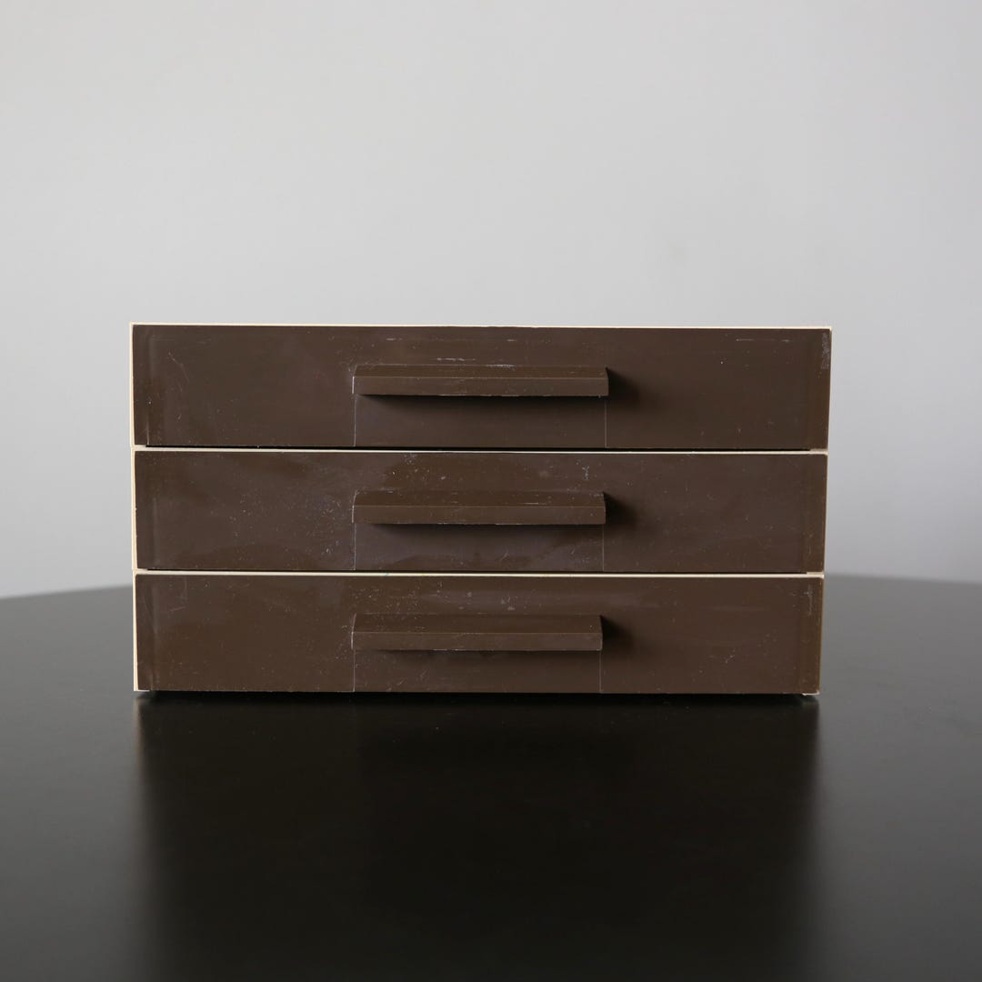 Mid Century Modern Modular Stacking Storage Drawers Space Age Brown ...