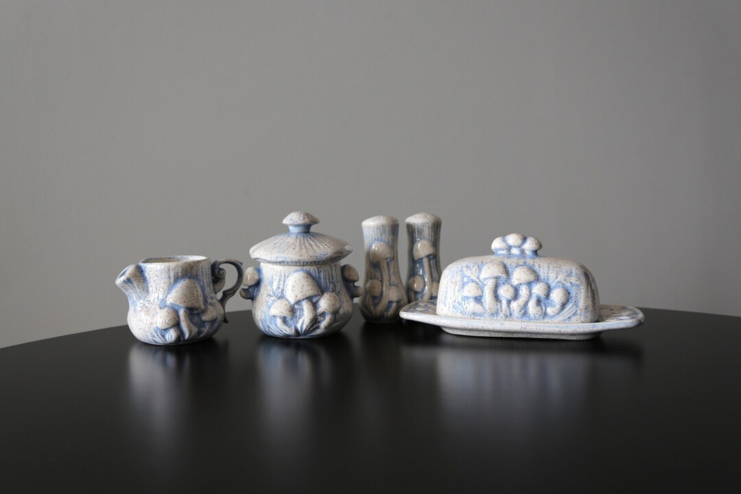 Arnel's Rare Mushroom Kitchen Set: MCM Handpainted Speckled Ceramics - Etsy