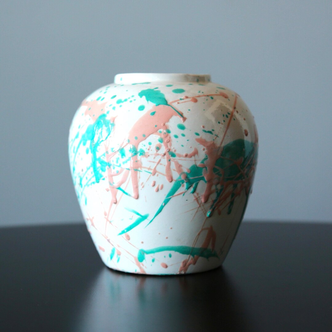 1980s Post Modern Splatter Vase Handpainted Mid Century Ceramics - Etsy