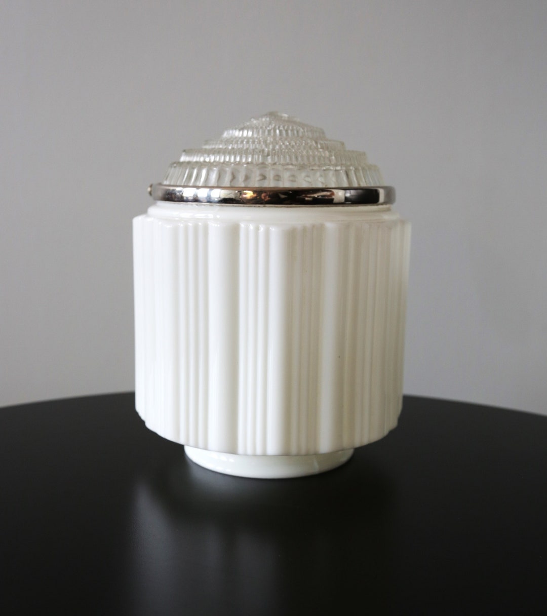Art Deco Skyscraper Milk Glass Light Fixture Large Wedding Cake ...