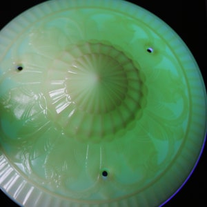 Art Deco Heavy Pendant Light Fixture Custard Alacite Uranium Glass ...