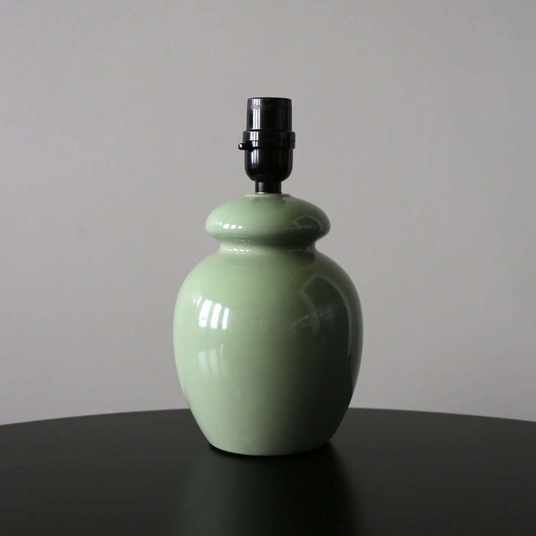 Mid Century Small Ceramic Lamp Vintage Green Accent / Boudoir Ginger ...
