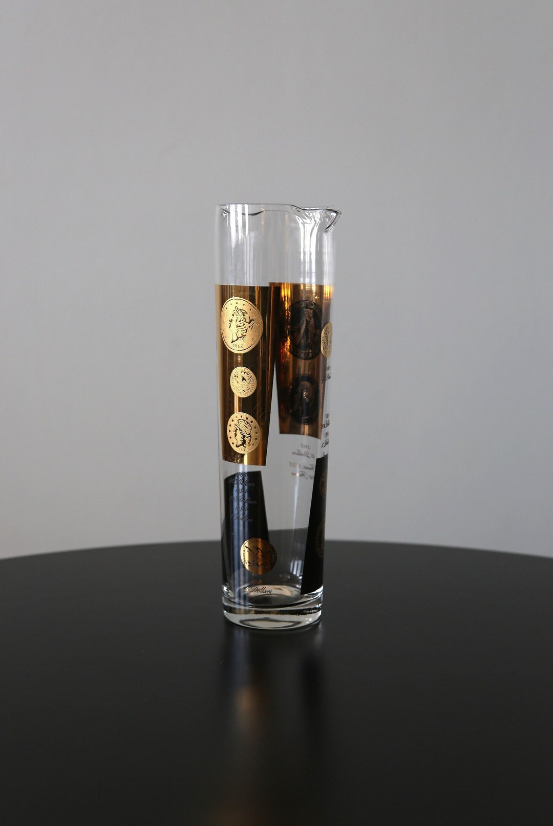 MCM Cera Double Spout Martini Cocktail Pitcher Gold + Black Coins ...