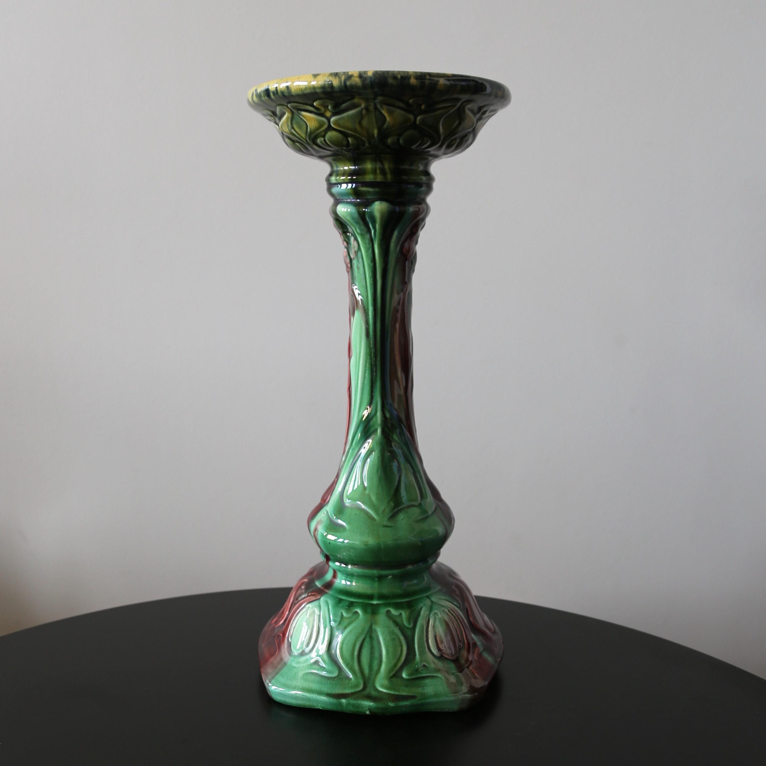 Antique Majolica Plant Stand: Art Nouveau Ceramic Pedestal, 1920s - Etsy