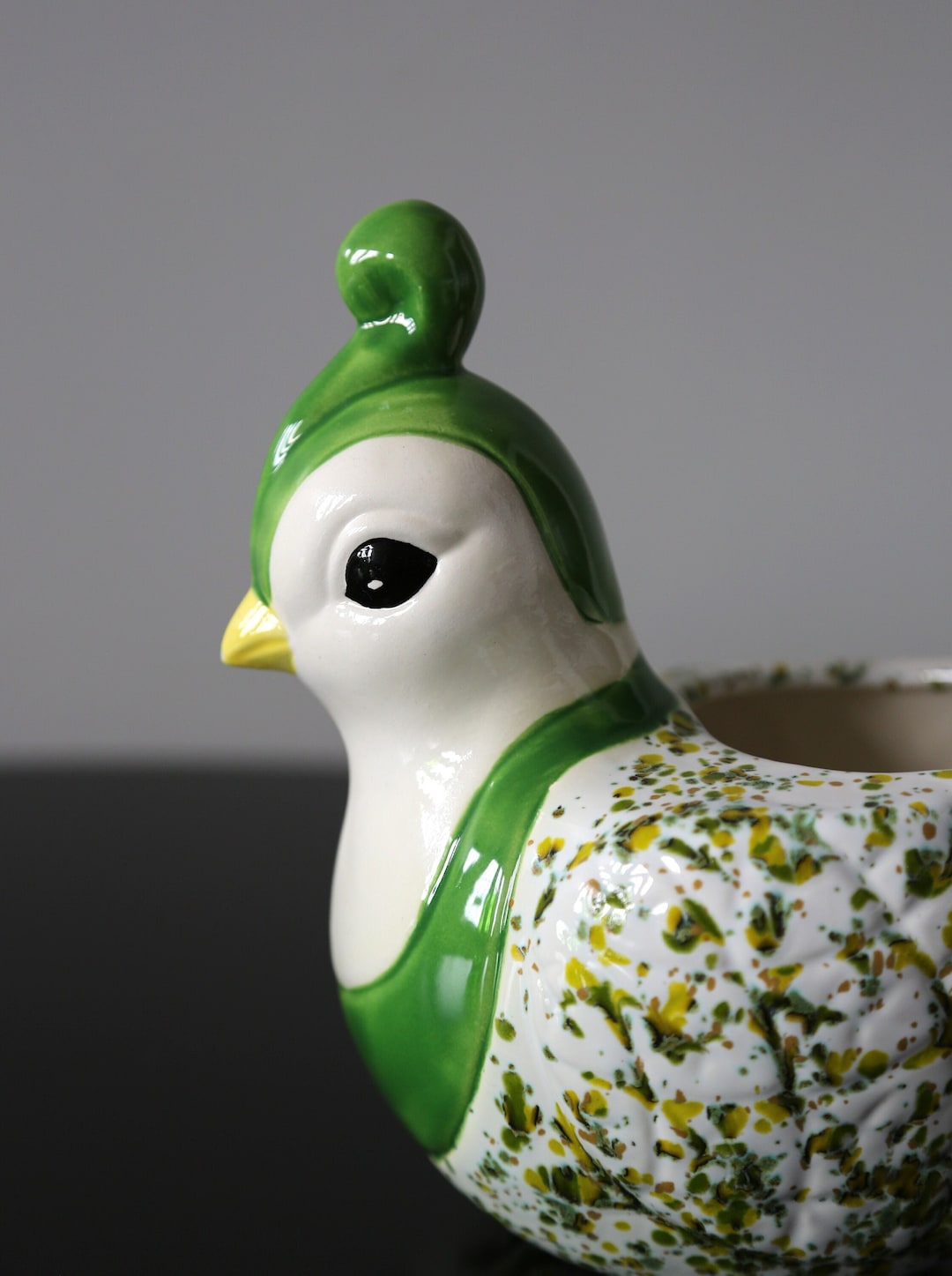 Vintage Quail Ceramic Planter Handmade Speckled Bird Flower Pot Mid ...