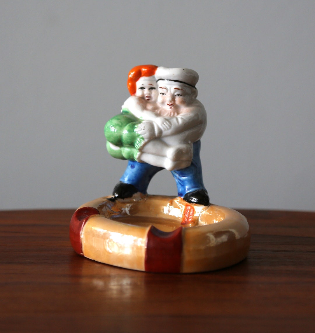Vintage Sailor + "friend" Risqué Ashtray Japanese Art Deco Lustreware ...