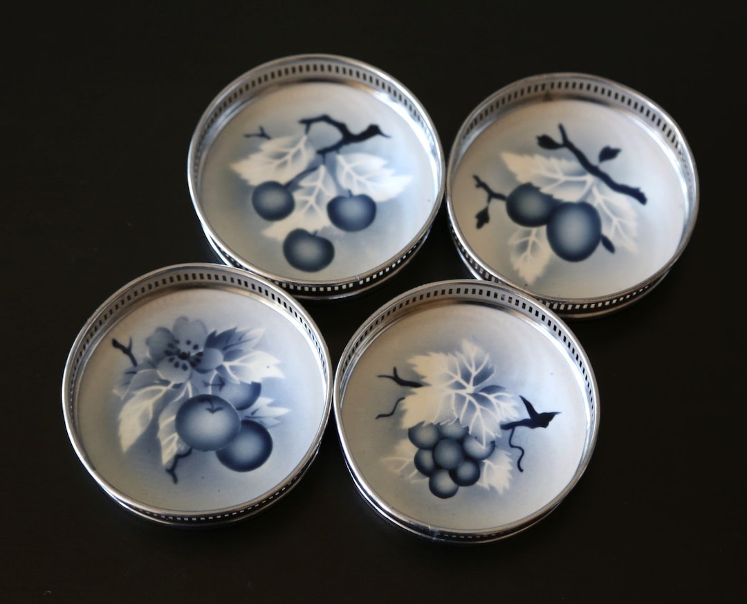 Antique German Theodor Paetsch Spritzdekor Porcelain Set 4 Coasters ...