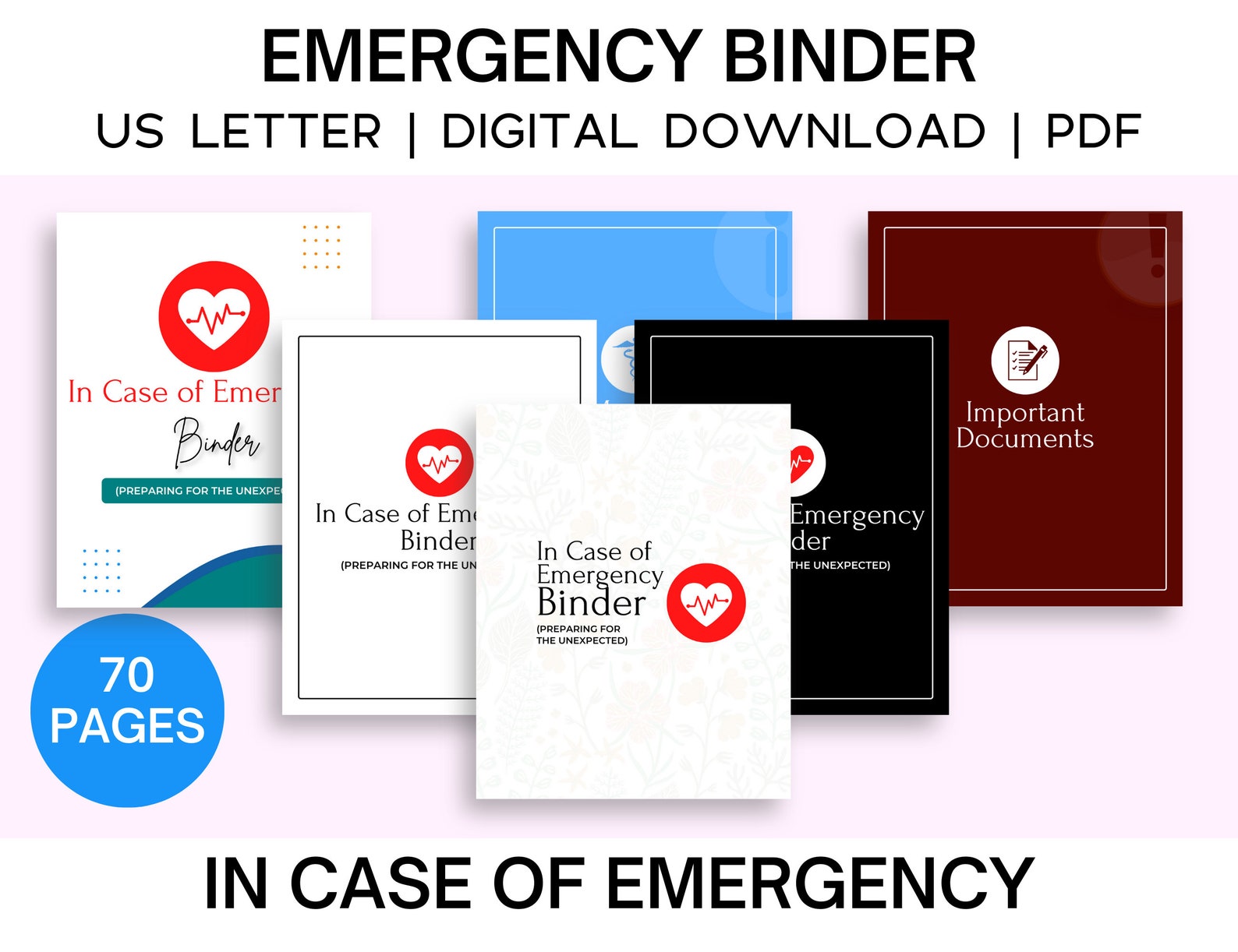 In Case of Emergency Binder Printable - 60+ Page Family Planner Instant ...