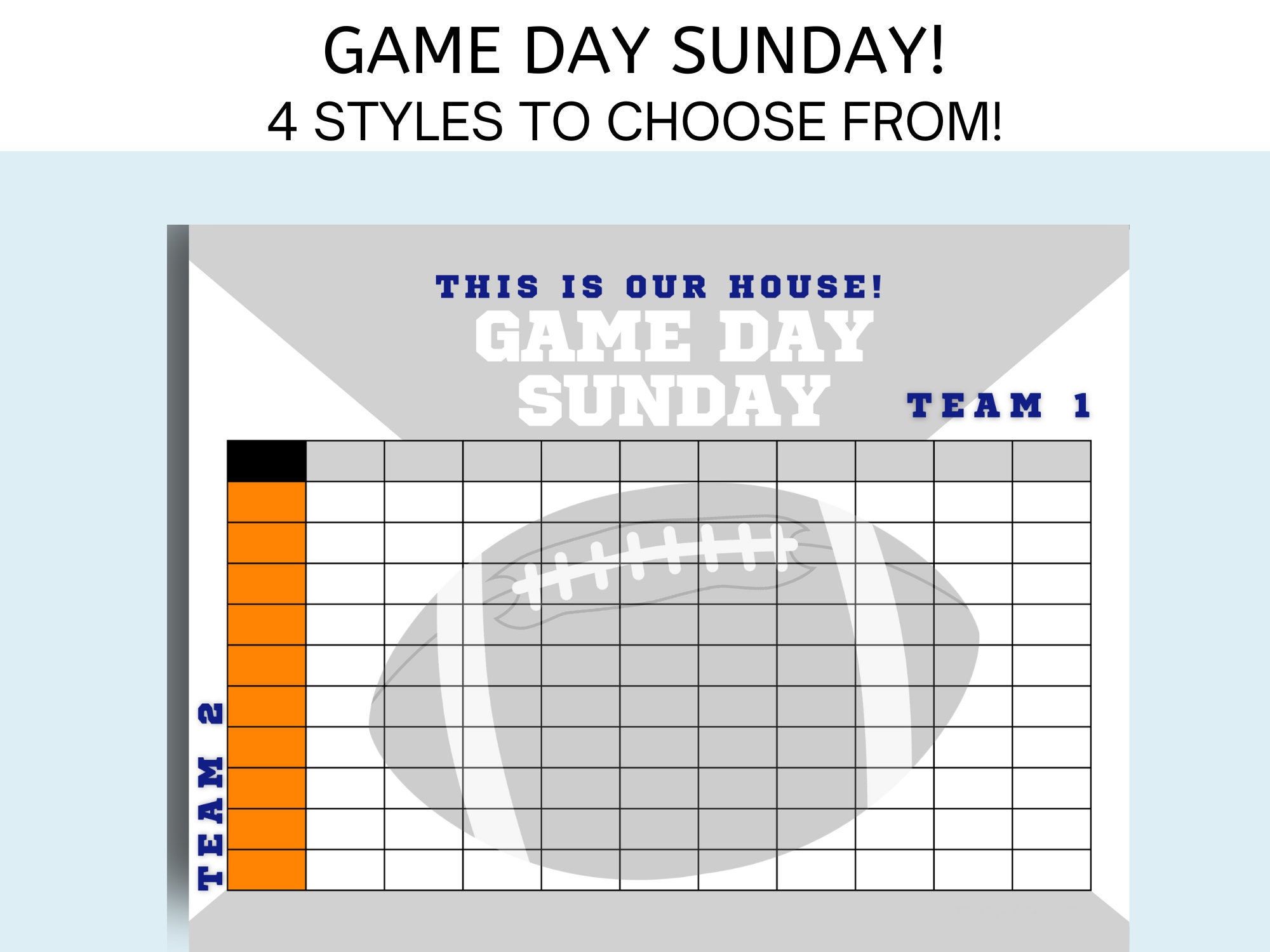 GAME DAY Football Squares Sunday Game - Etsy