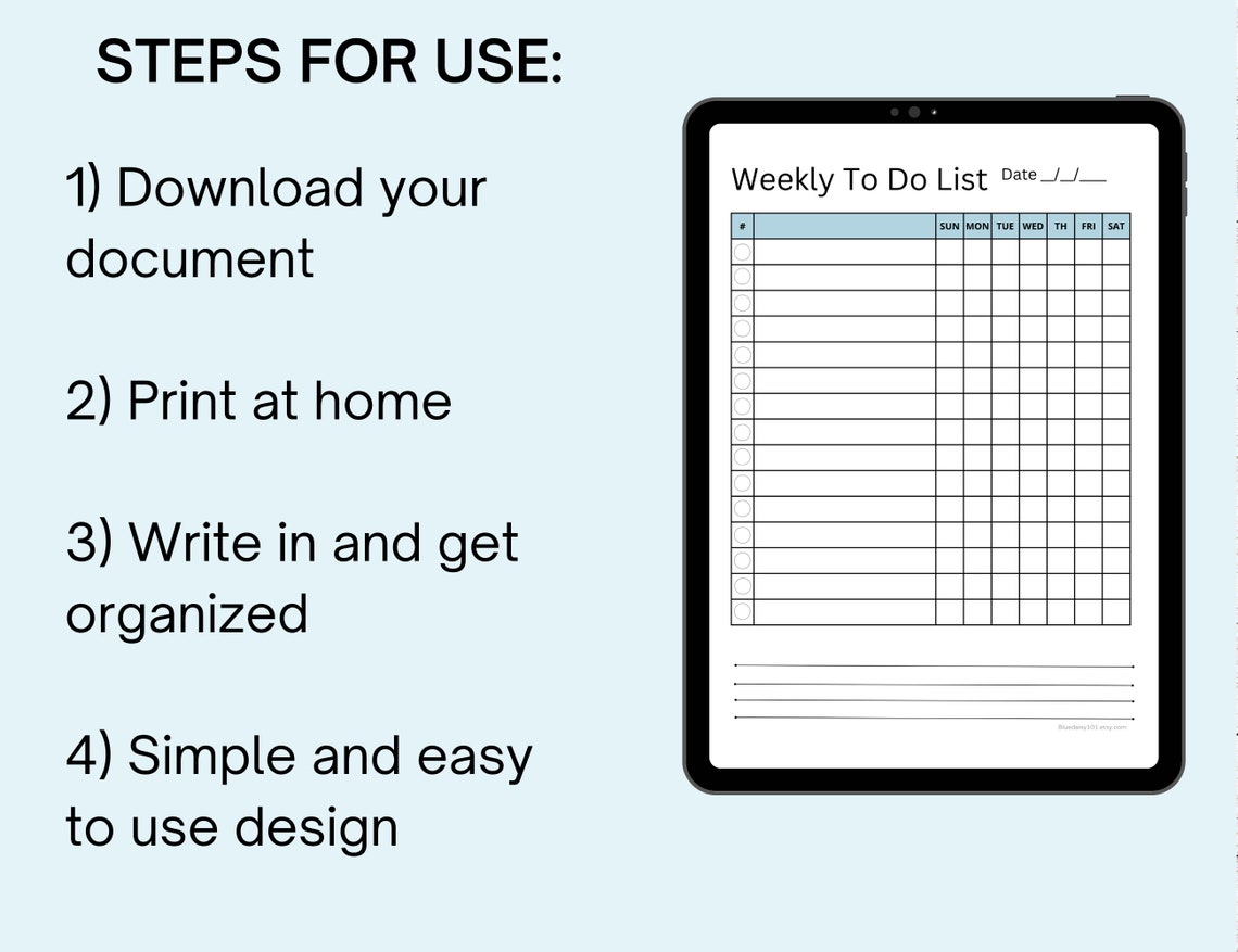 Blank Weekly to Do List and Checklist Printable, Now With Sun and Mon ...