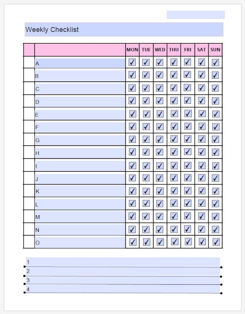 Weekly Task List Editable Task List for Chores Checklist Back to School ...