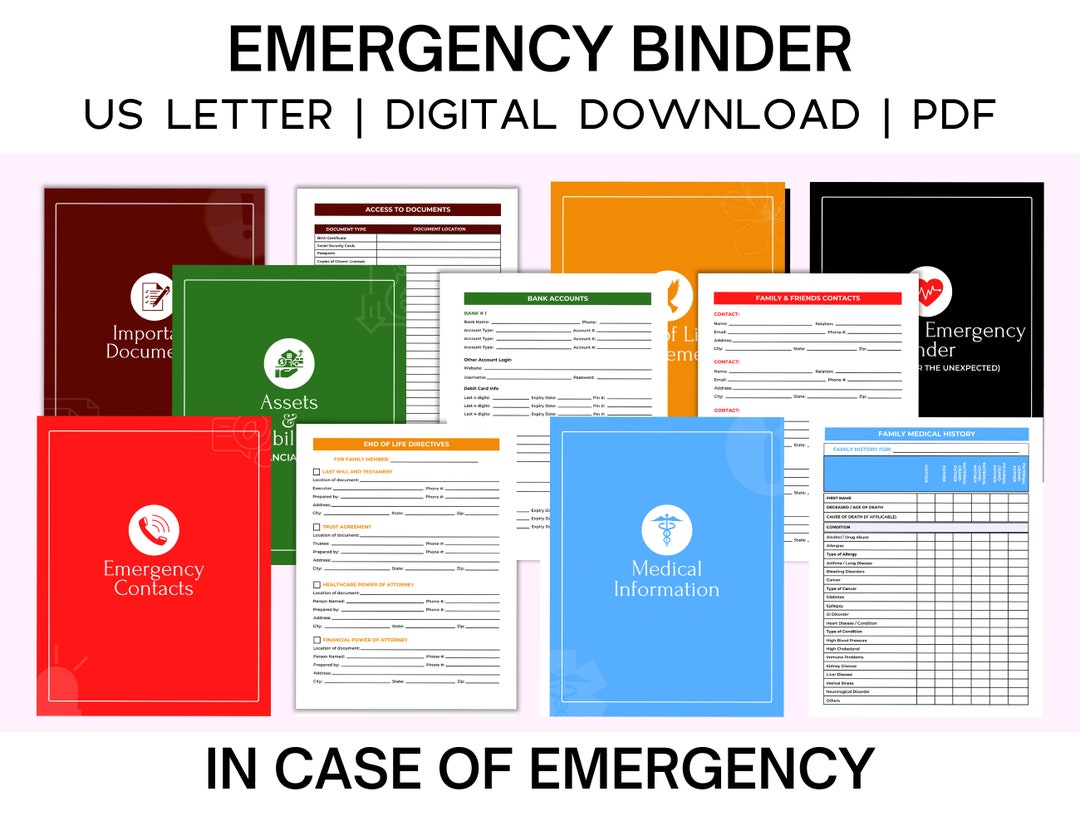 In Case of Emergency Binder Printable - 60+ Page Family Planner Instant ...