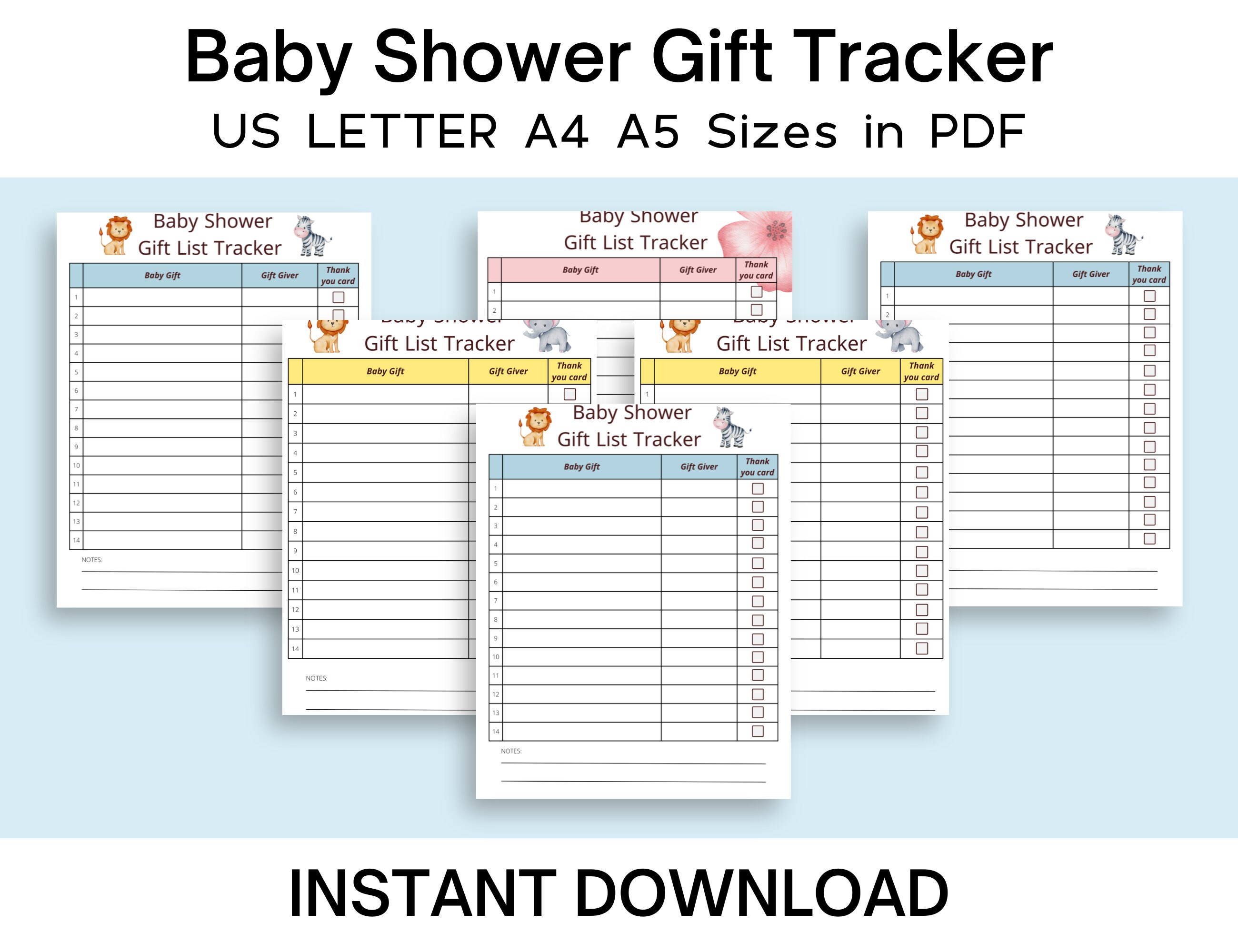 Safari Baby Shower Gift Tracker! - Etsy