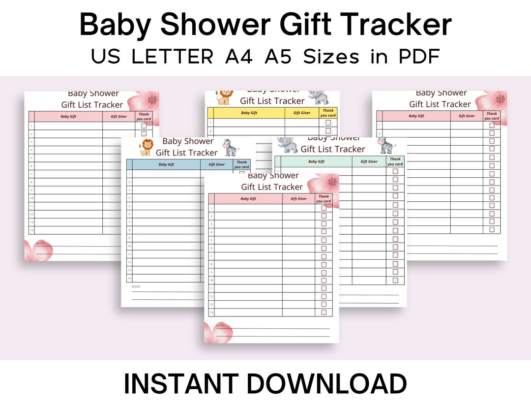 Safari Baby Shower Gift Tracker! - Etsy