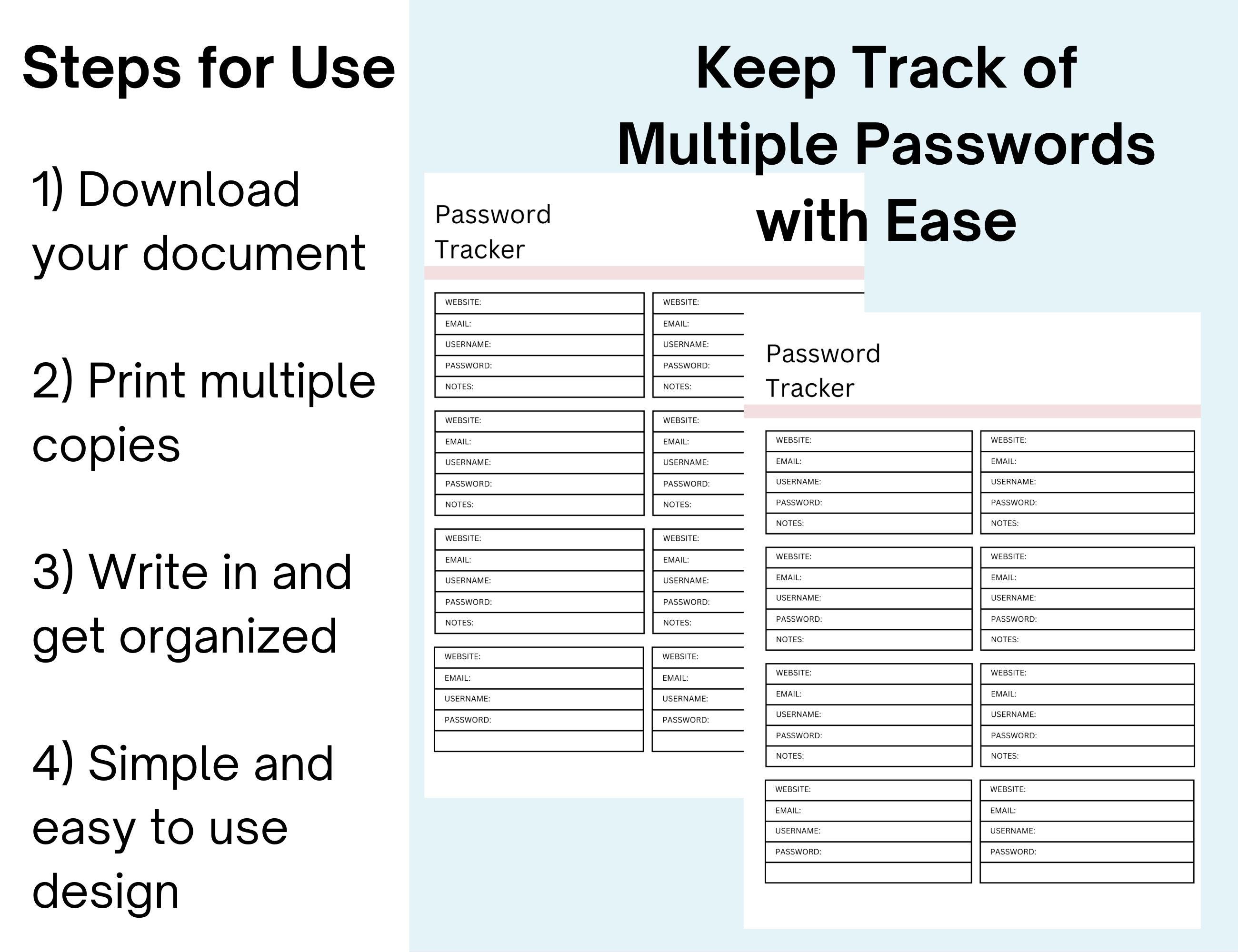 Password Tracker Password Keeper Password Manager Password List My ...