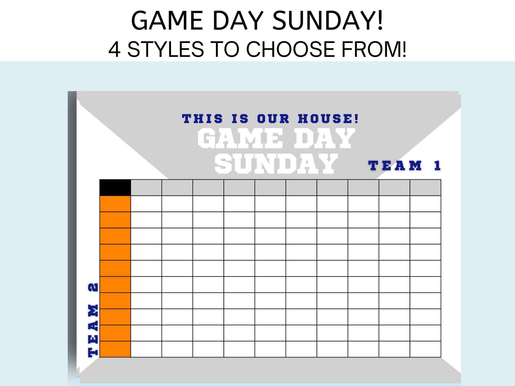 GAME DAY Football Squares Sunday Game - Etsy