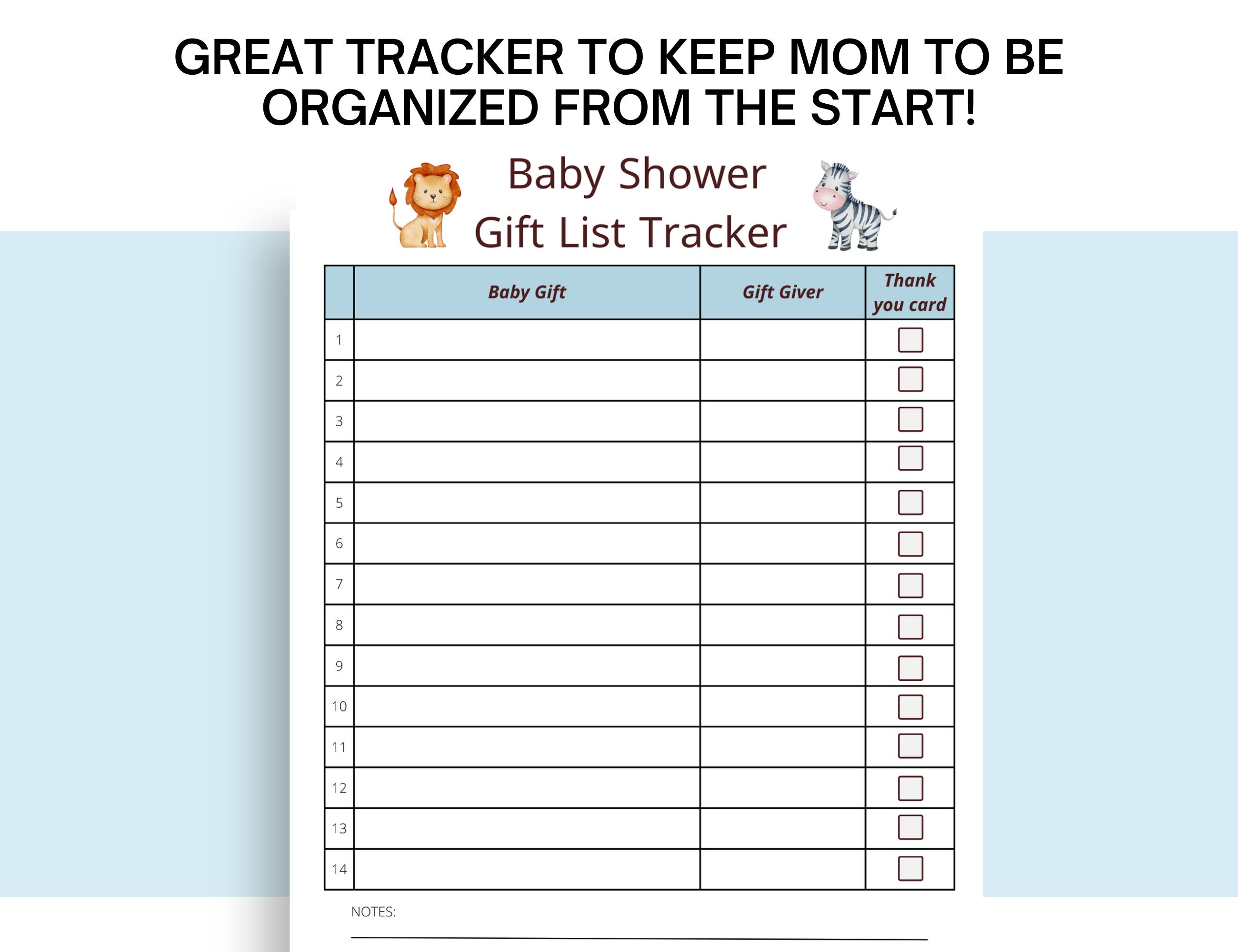 Safari Baby Shower Gift Tracker! - Etsy