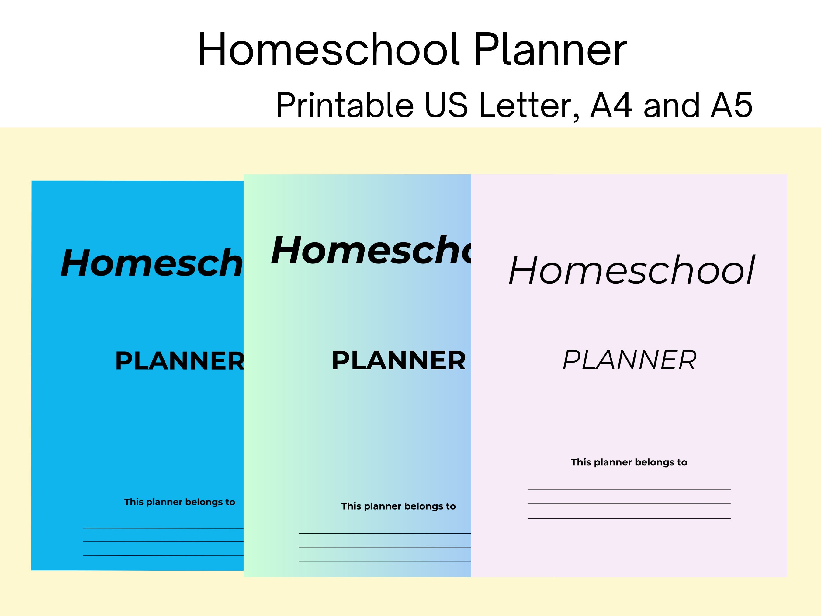 Printable Homeschool Planner Bundle Multiple Covers Print for Each ...