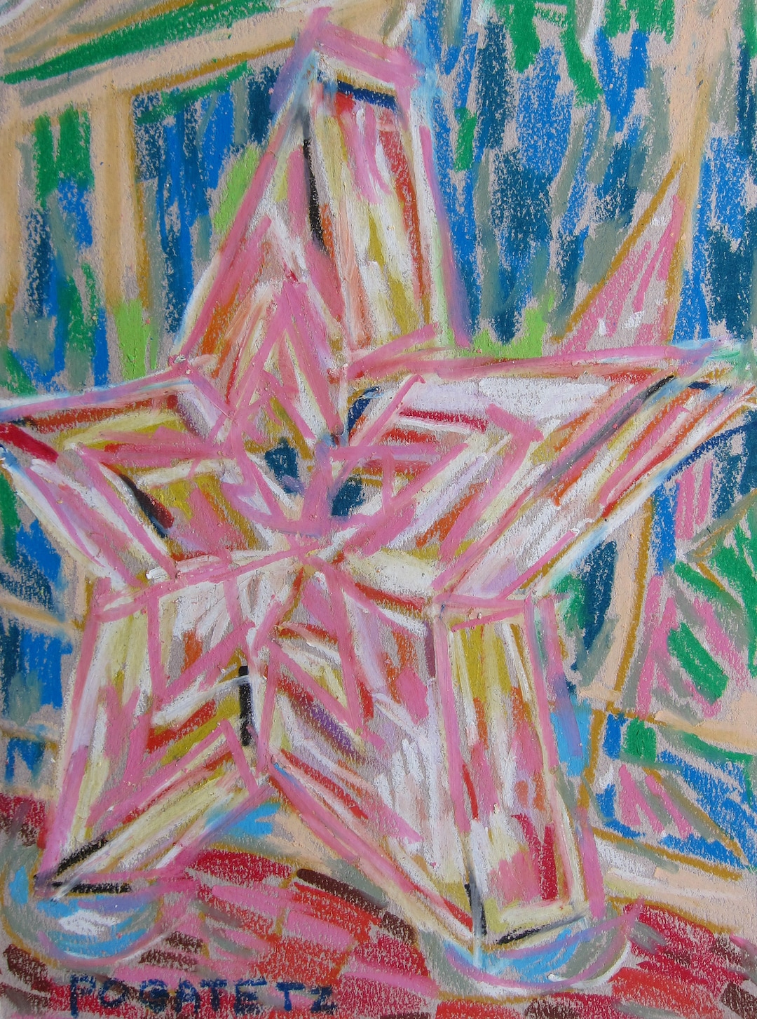 December Star: Original Oil Pastel on Paper - Etsy