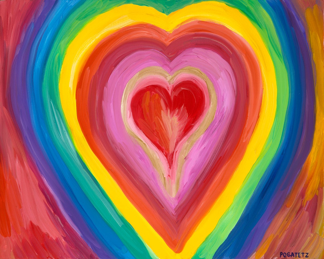 Rainbow Love -- Original Oil on Canvas - Etsy